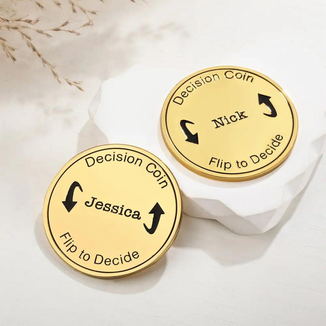 Personalized Decision Coin Custom Engraved Name Turn Flip Toss Decision ...