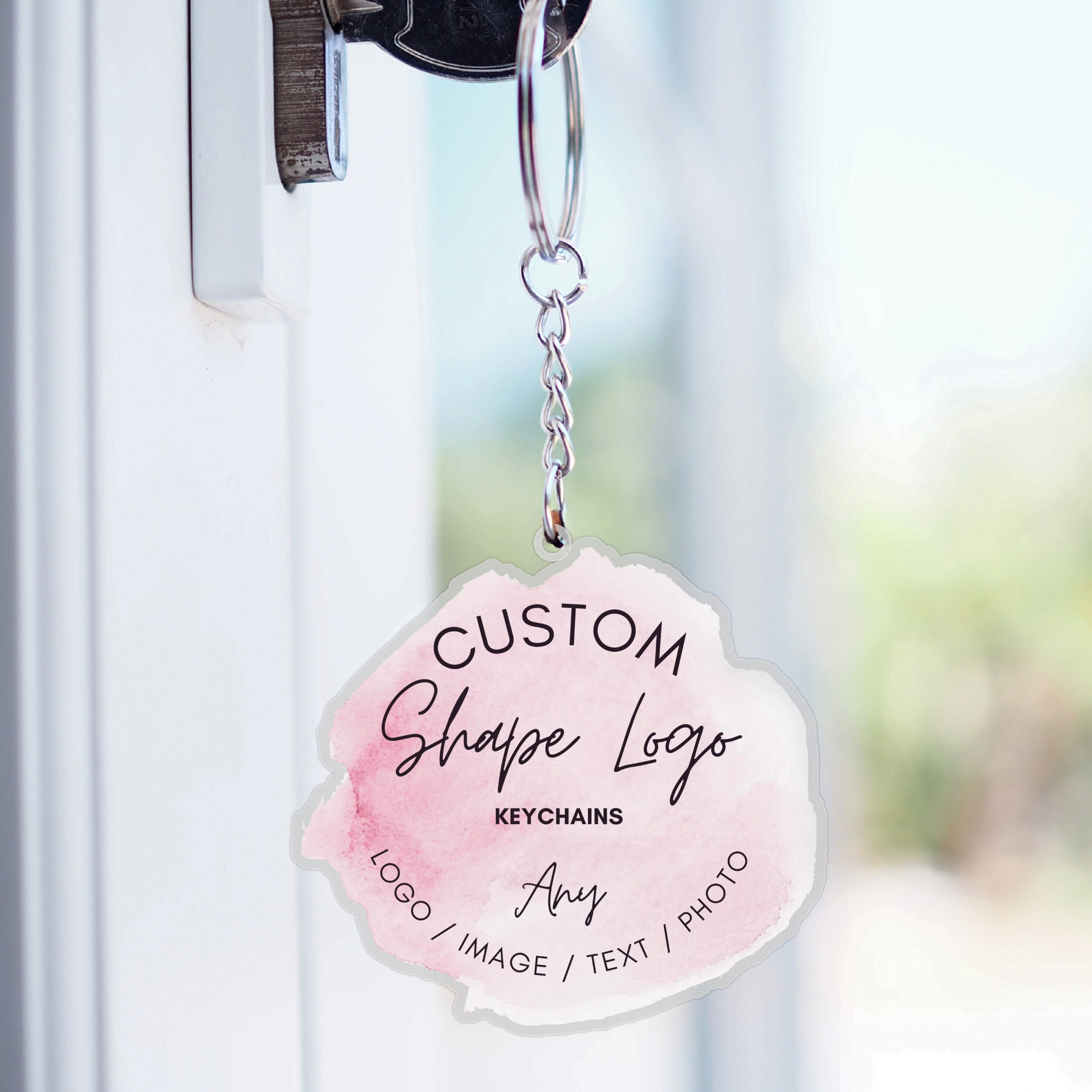 Custom Logo Keychain Personalized Brand Shape Acrylic Keyring Corporate ...