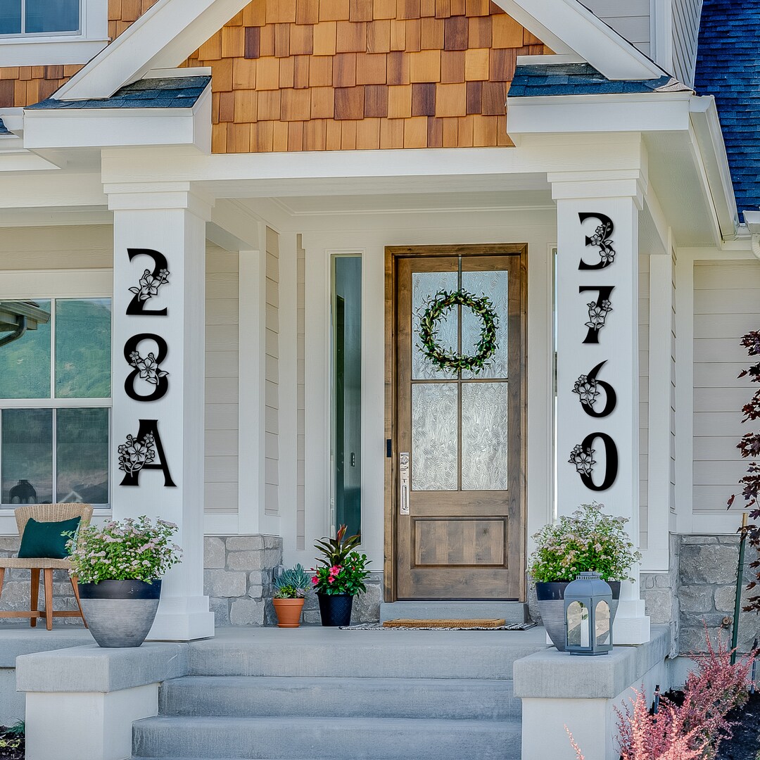 Custom Floral House Numbers Letters Modern Metal Wall Individual Street ...