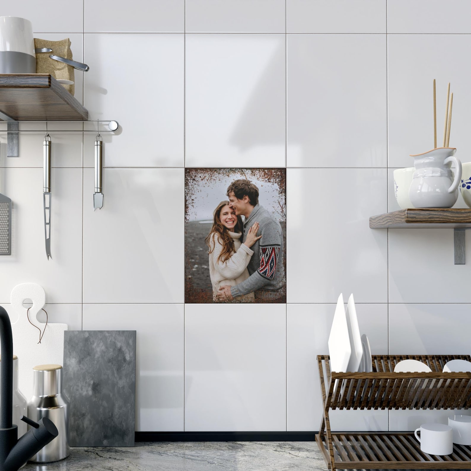 Custom Ceramic Photo Tile Personalized Rusty Family Picture Portrait ...