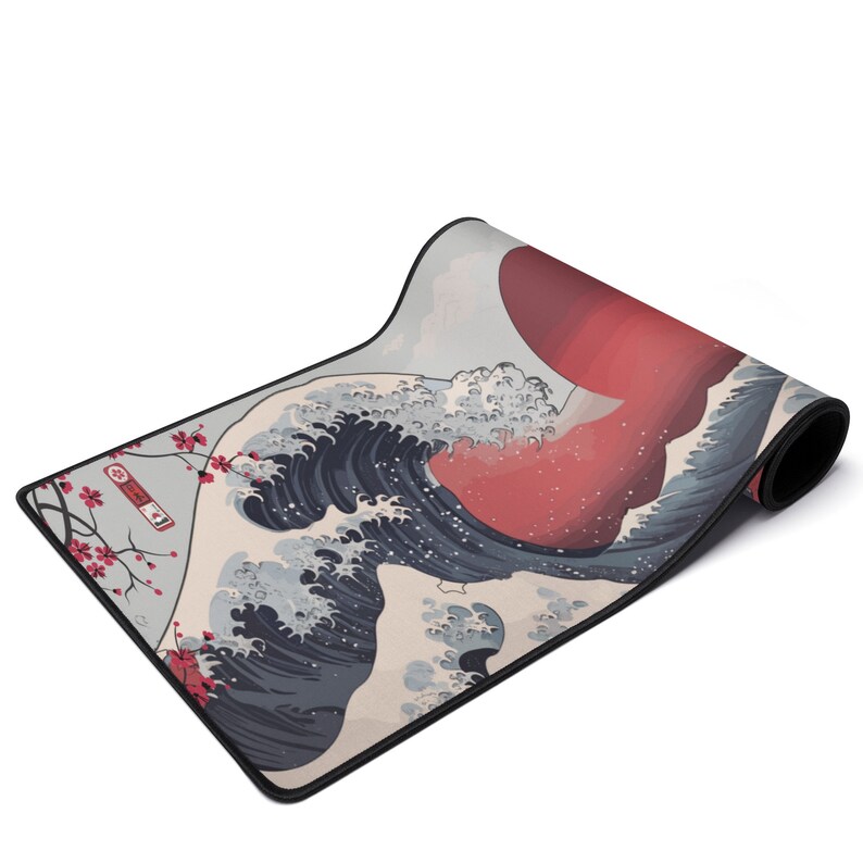 Kanagawa Wave JDM Gaming Desk Mat Japanese Sun Landscape - Etsy