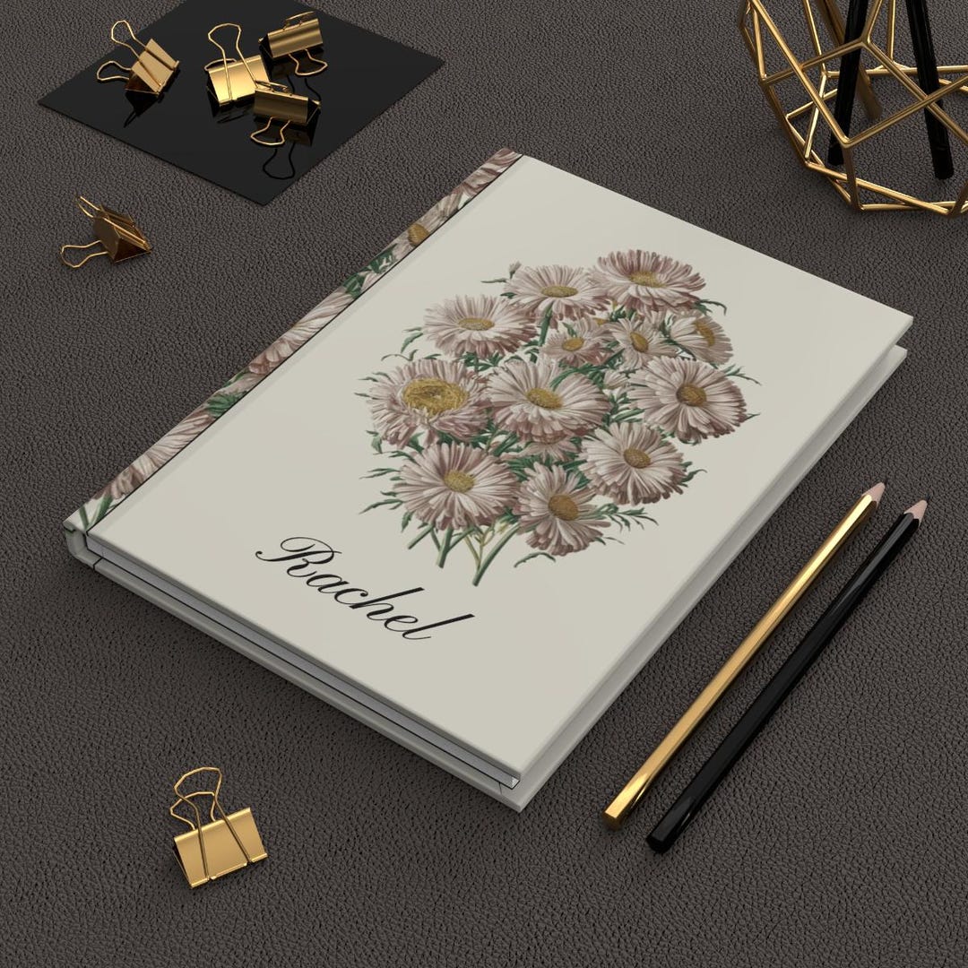 Custom Birth Flower Name Hardcover Journal Notebook Personalized ...