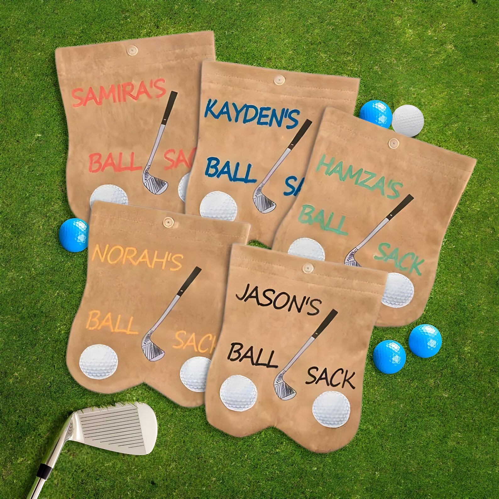 Custom Golf Balls Sack Personalized Name Ball Bag Tee Holder Set Cool ...