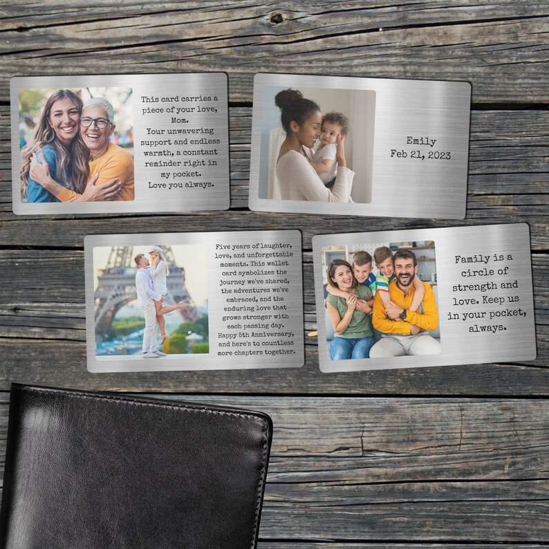 Custom Photo Wallet Card Personalized Picture Message Names Purse ...