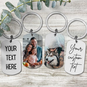 Custom Photo Keychain Personalized Metal Name Text Picture Keyring Car ...