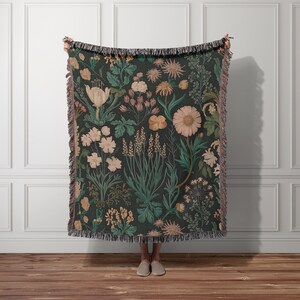 Cottagecore Floral Woven Blanket Vintage Tapestry Hanging Boho Home ...