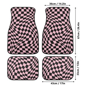 Checkered Car Floor Mats Pink Custom JDM Car Mats Checkered Design ...