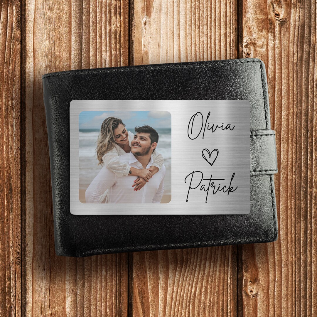 Custom Photo Wallet Card Personalized Picture Names Heart Purse Insert ...