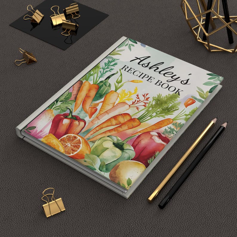 Custom Name Recipe Book Hardcover Journal Notebook Personalized Cook ...