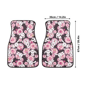 Kawaii Bunny Pink Car Floor Mats Set Cute Car Mats Manga Anime Rabbit ...