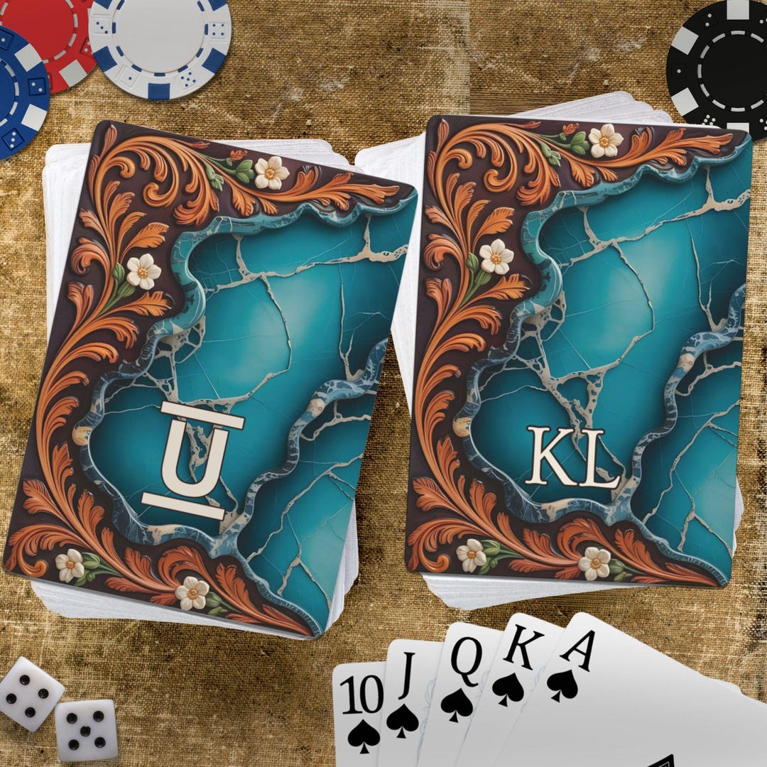 Custom Western Playing Cards Personalized Initials Brand Logo Family ...