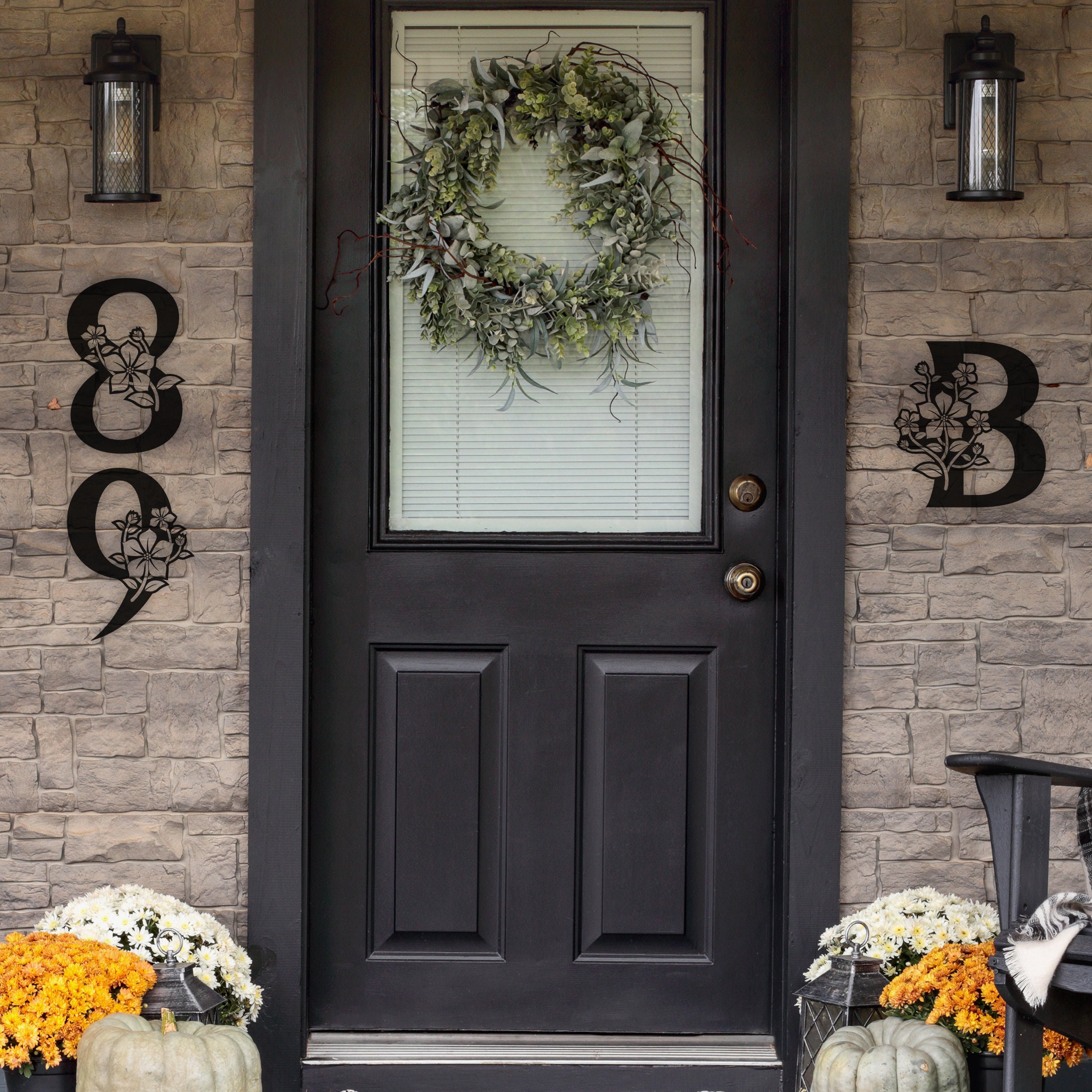 Custom Floral House Numbers Letters Modern Metal Wall - Etsy