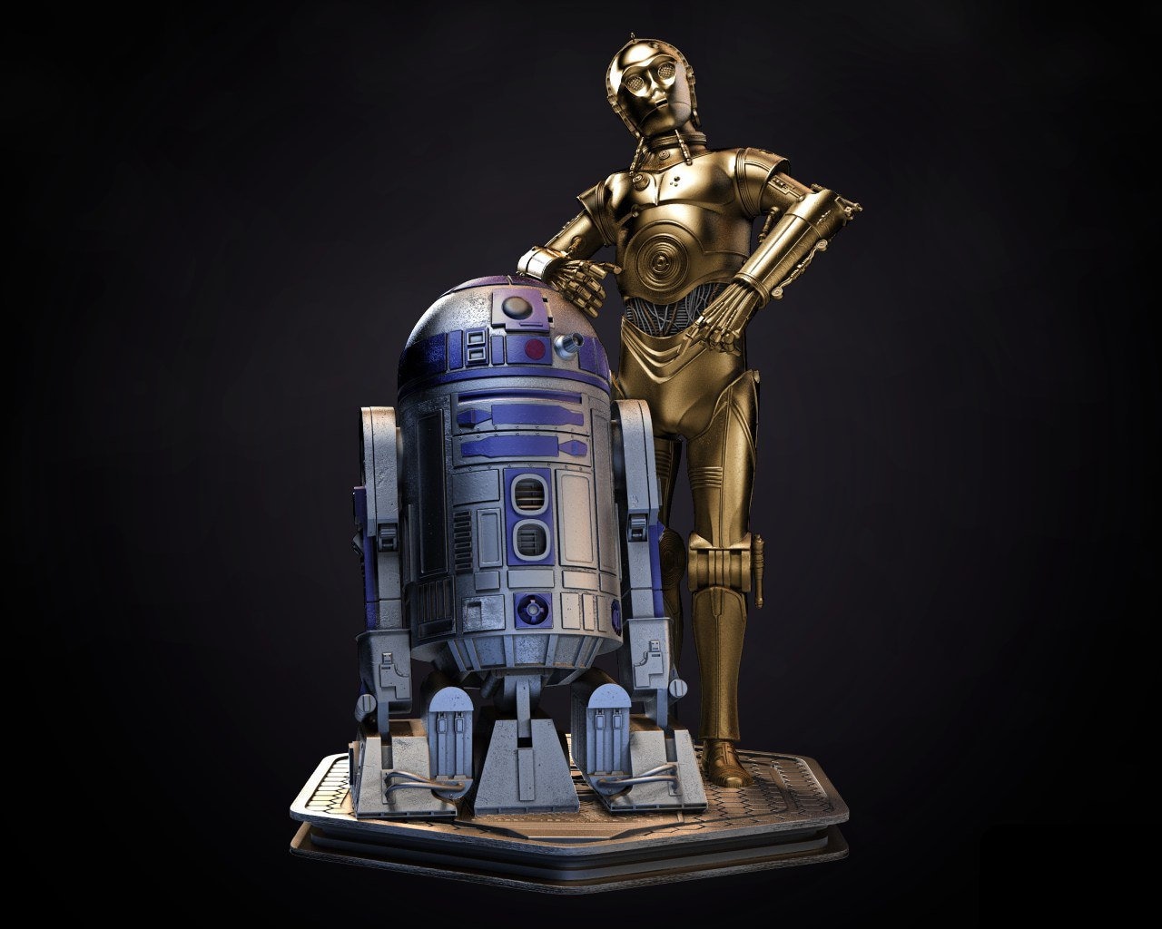 R2D2 and CP30 Star Wars 3D Figure STL NEW 3D Figure Print - Etsy