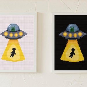 Alien Abduction UFO Cross Stitch Pattern / Easy Counted Cross Stitch ...