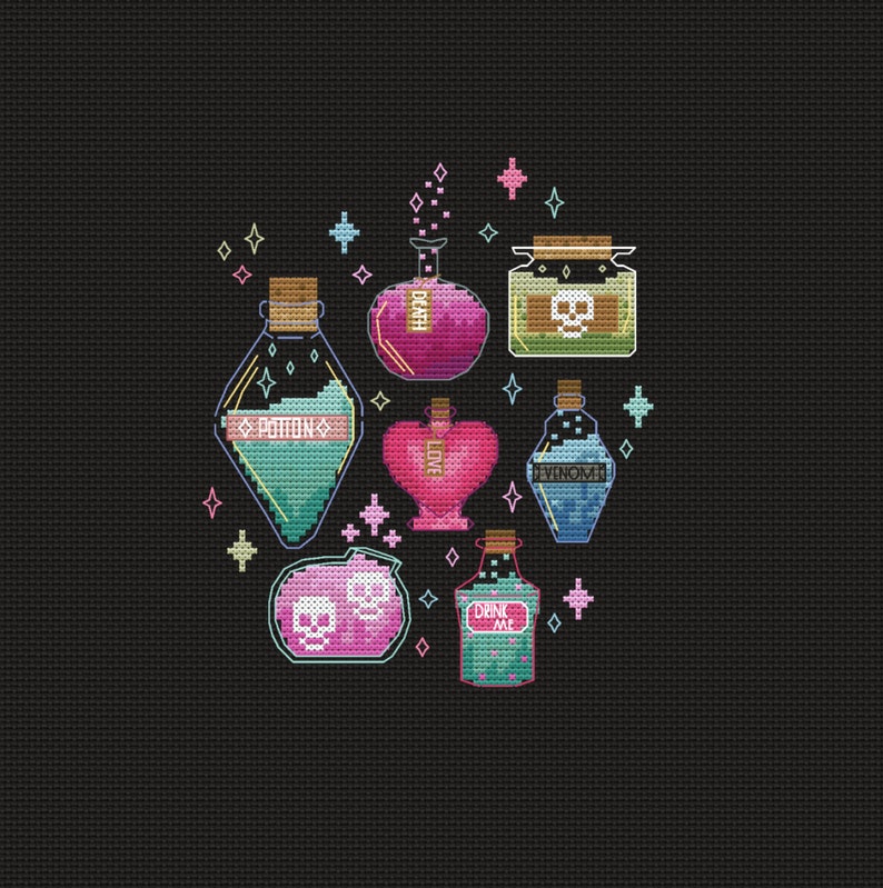 Potions Counted Cross Stitch Pattern / Magical Potions Embroidery PDF ...