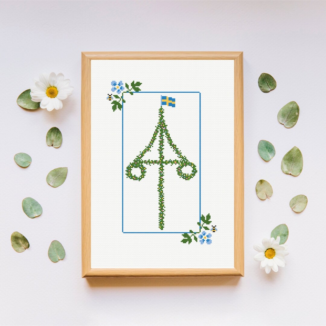 Midsommar Counted Cross Stitch Pattern / May Pole Cross Stitch Chart ...