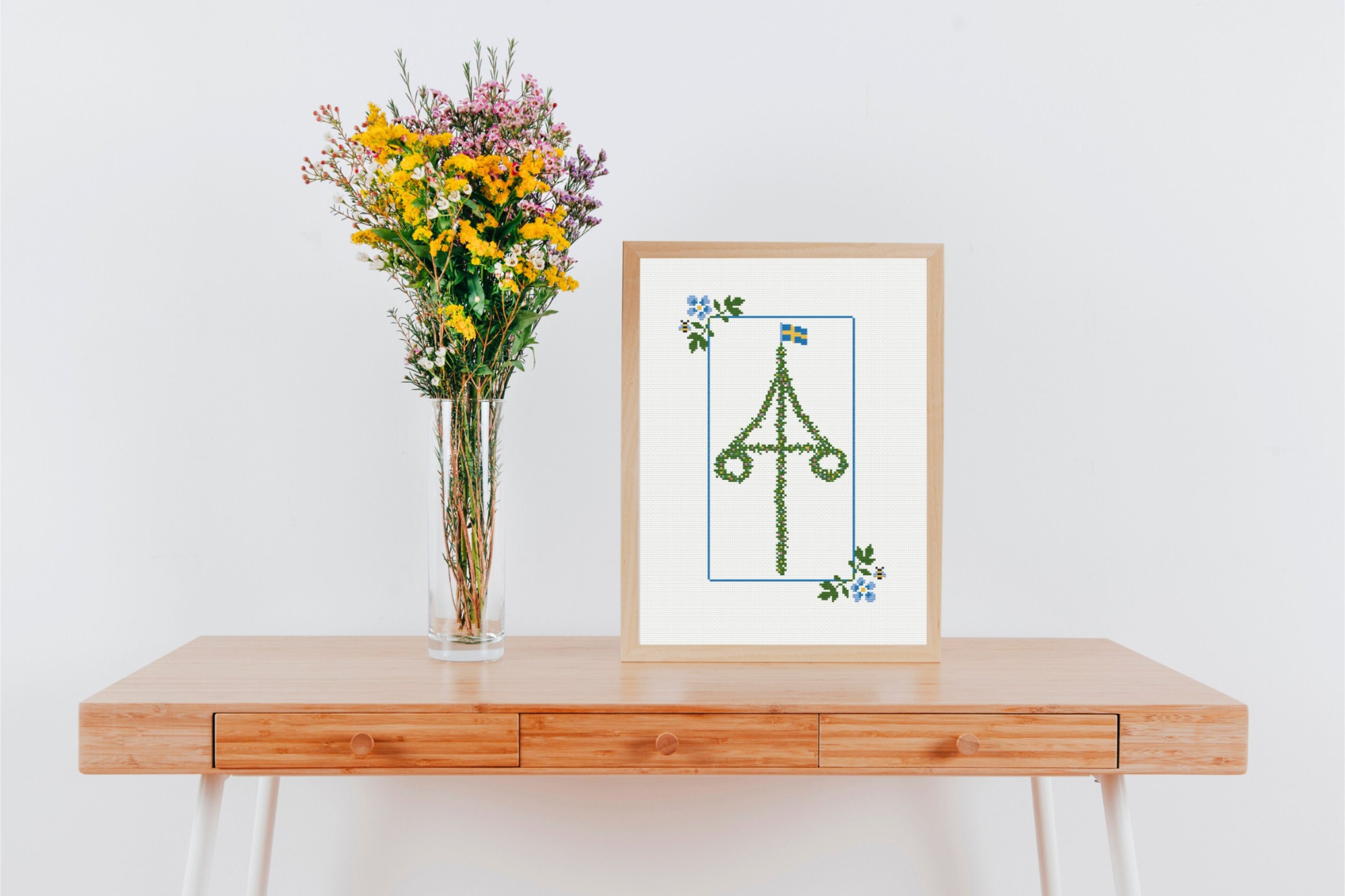 Midsommar Counted Cross Stitch Pattern / May Pole Cross Stitch Chart ...