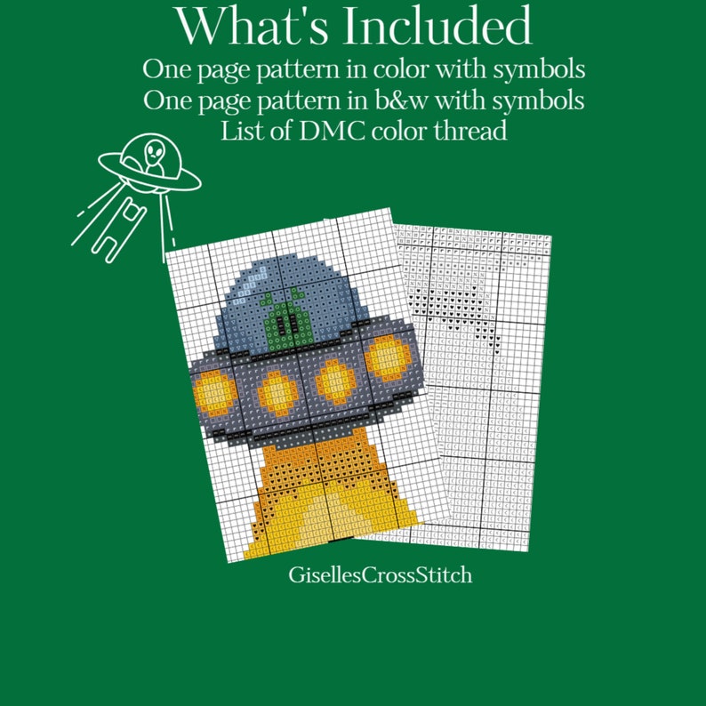 Alien Abduction UFO Cross Stitch Pattern / Easy Counted Cross Stitch ...