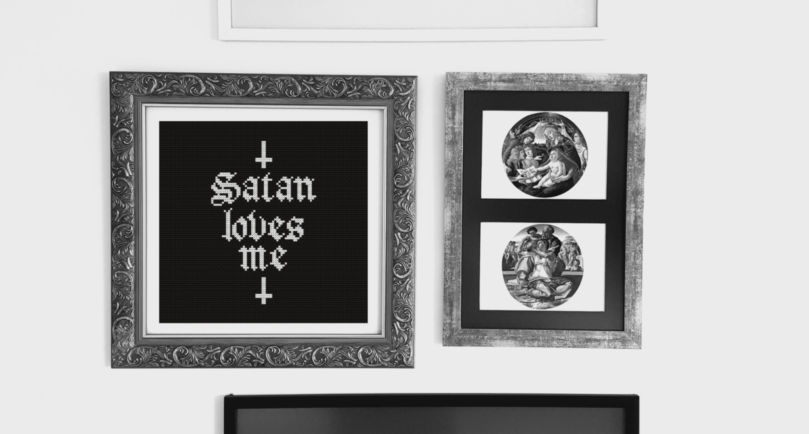 Satan Loves Me Cross Stitch Pattern / Gothic Embroidery / Goth DIY Gift ...