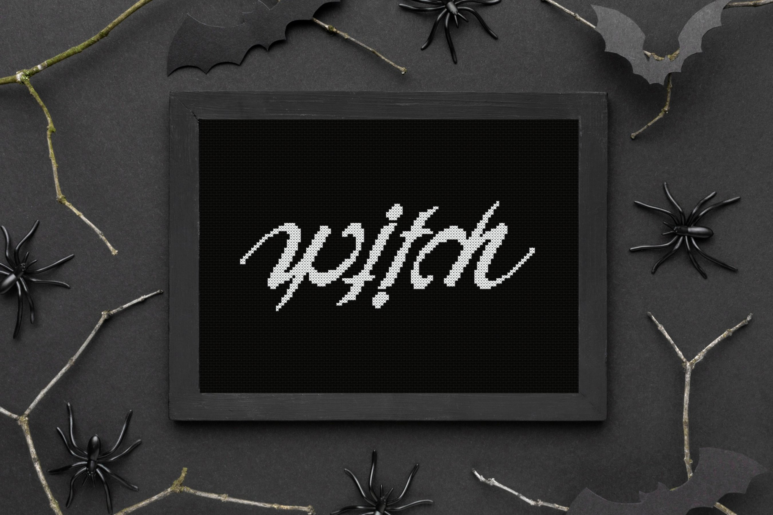 Witch Ambigram Cross Stitch Pattern / Witchy Vibes Spooky Gothic ...