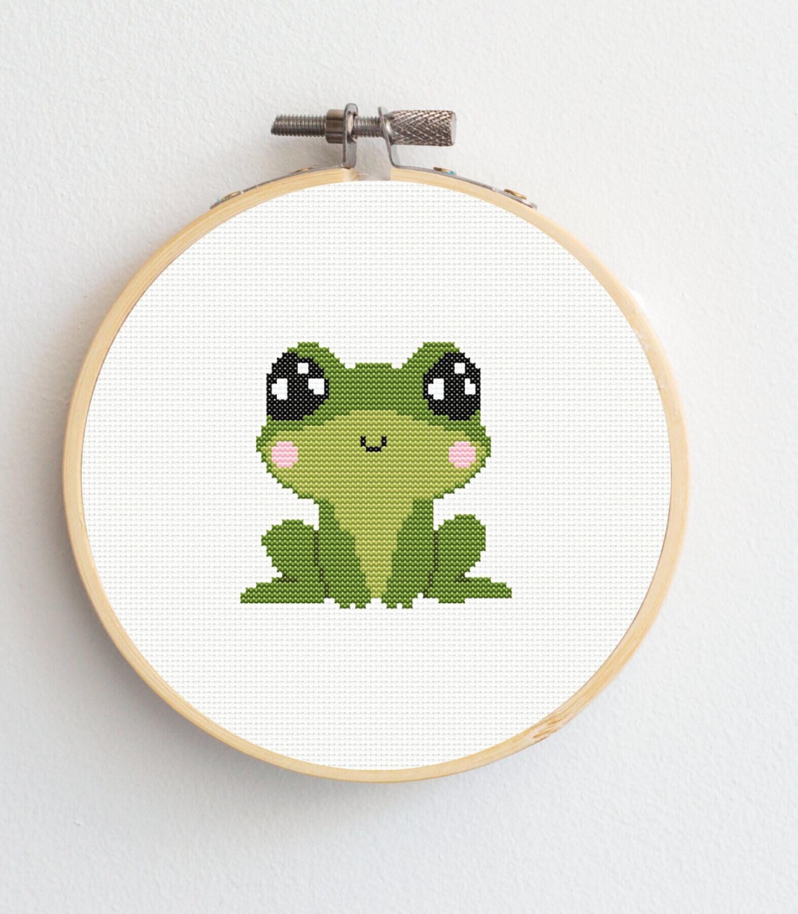 Frog Counted Cross Stitch Pattern / Cute Smiling Frog Embroidery ...