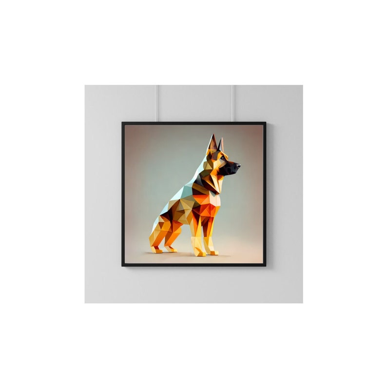 Printable Geometric German Shepherd Wall Art - Stylized Low Poly - Etsy