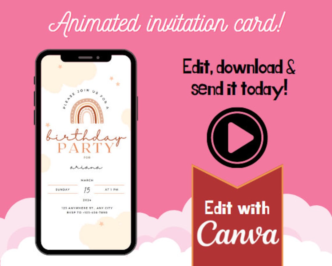 Digital Birthday Invitation | Animated Birthday Invitation | DIY ...