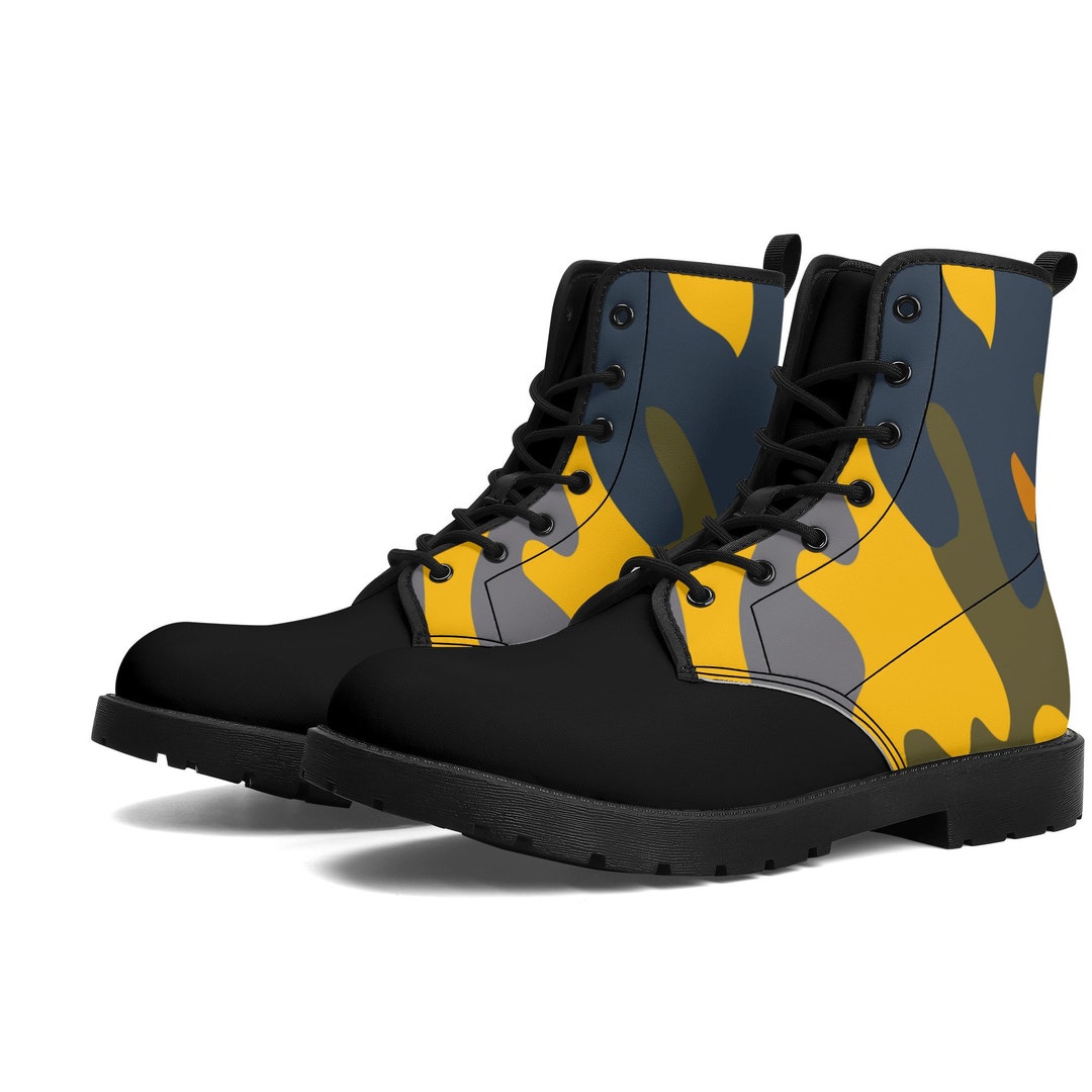 Black and Yellow Camo Boots - Etsy