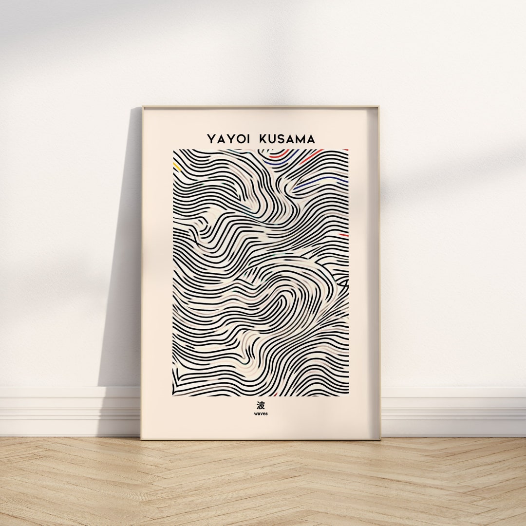 Black and White Yayoi Kusama Art, Contemporary Japanese Line Art ...