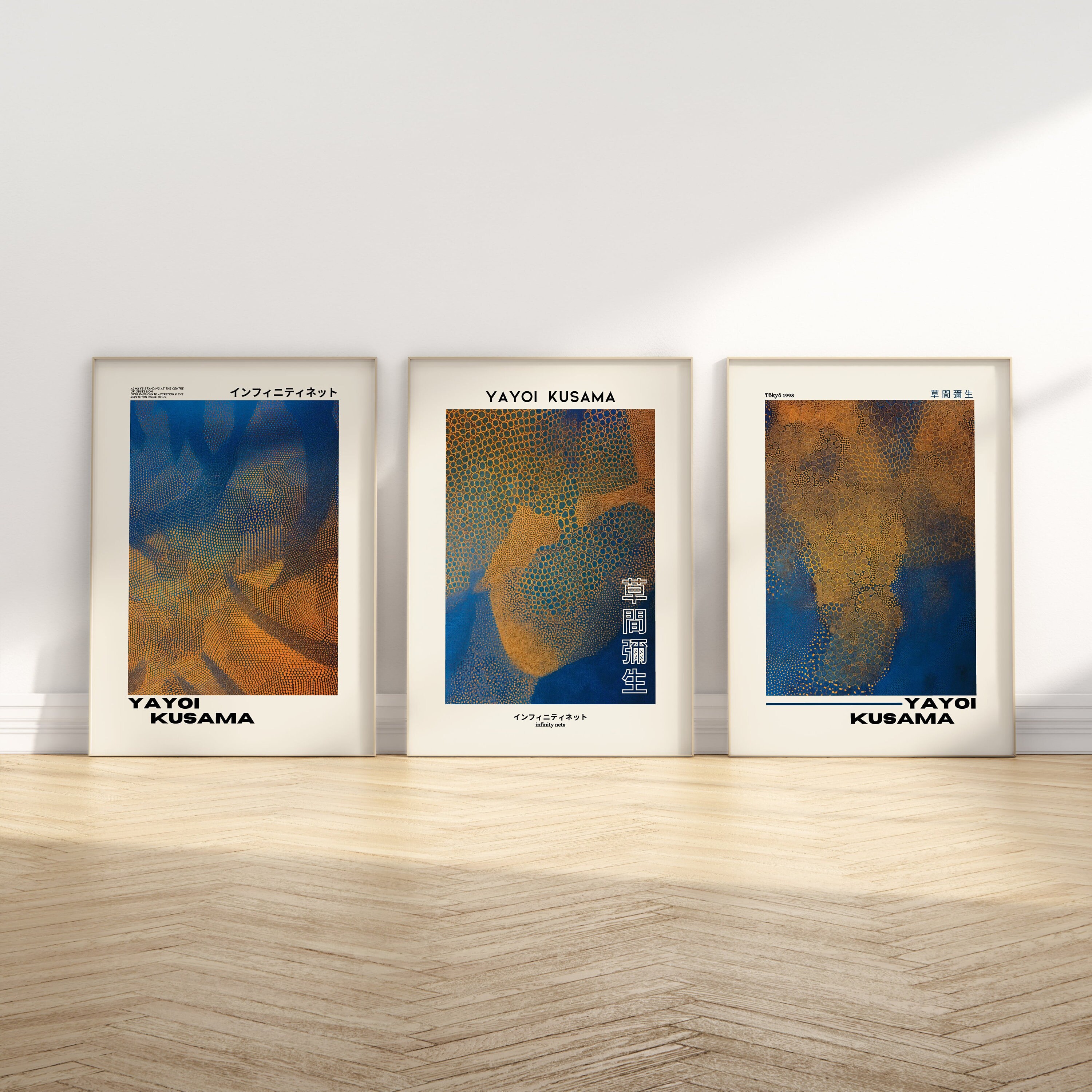 Blue Yayoi Kusama Japanese Print Set, Set of 3 Exhibition Poster ...