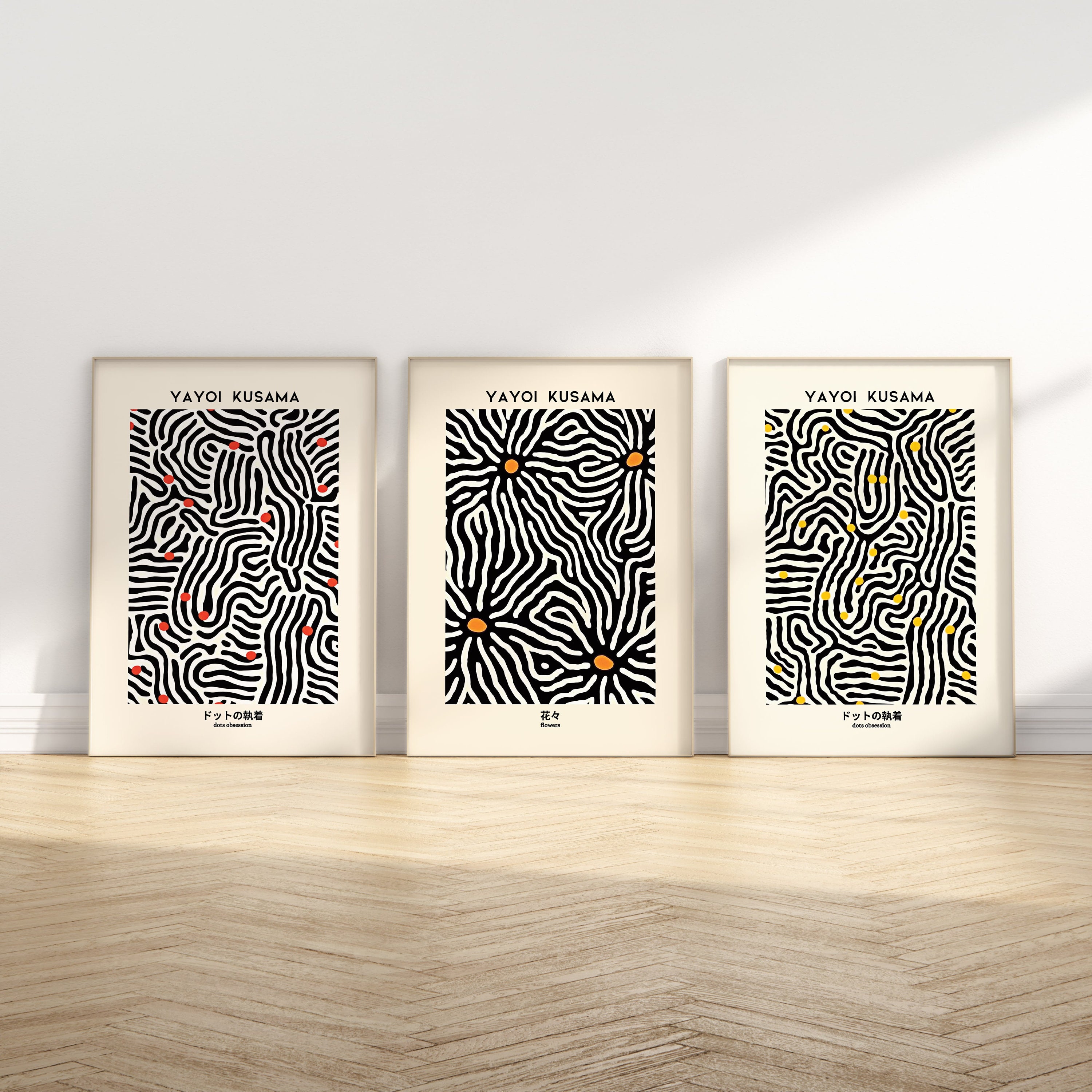 Yayoi Kusama Pattern Print Set of 3, Black and White Abstract Prints ...