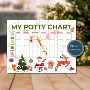 Christmas Potty Training Chart, Printable, Cute, Fun, Instant Download ...