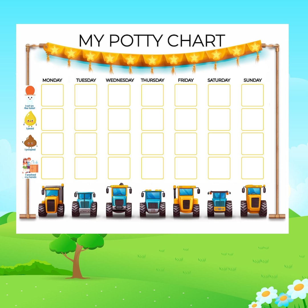 Construction Truck Potty Training Chart for Boys Printable Cute Fun ...