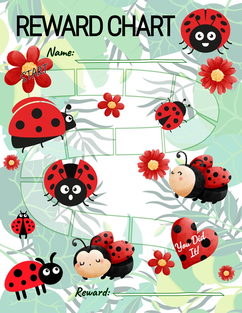 Ladybug Reward Chart Kids Tracker Chore Chart Encouragement Potty ...