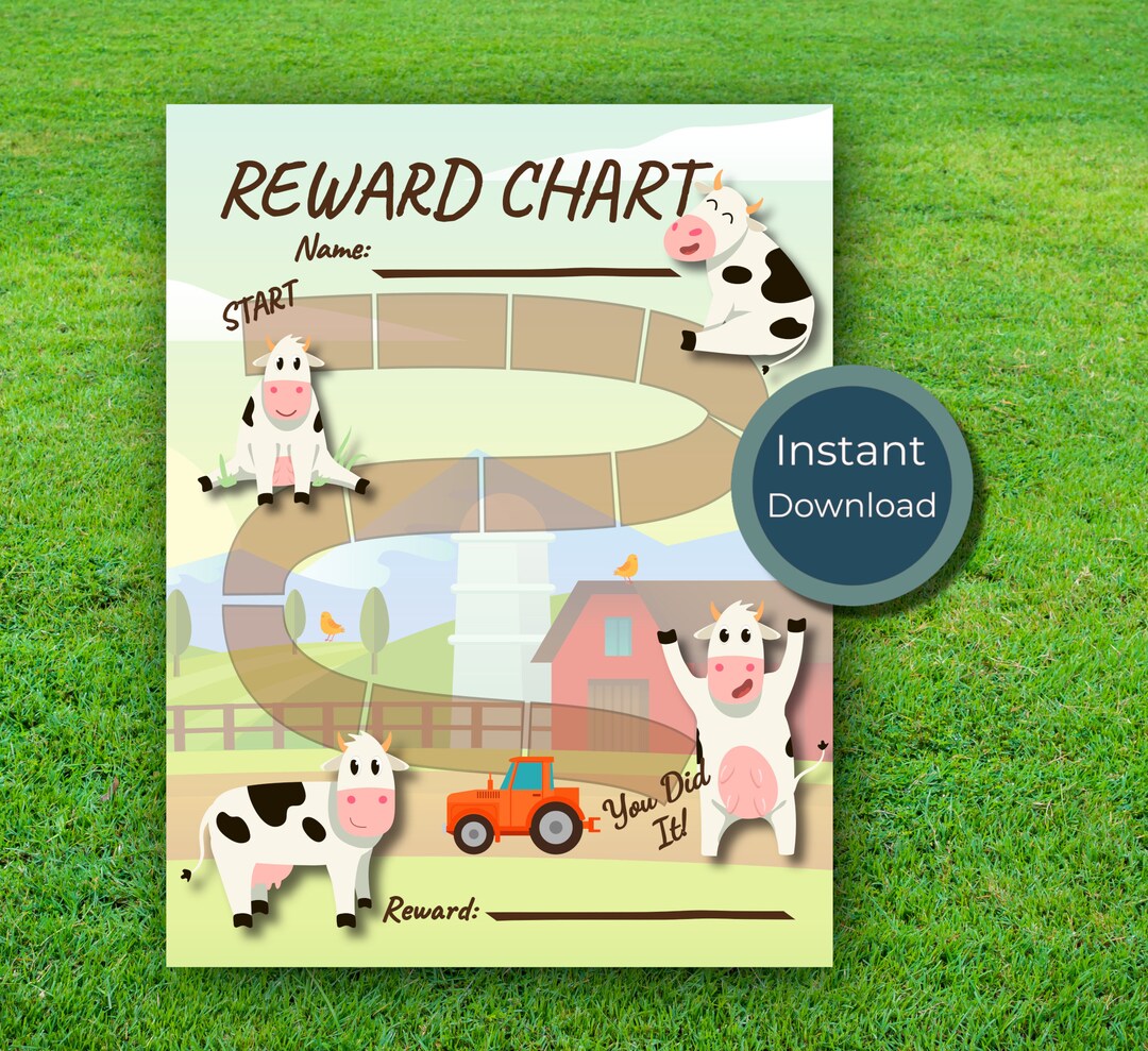 Cow Reward Chart Tracker Toddler Kids Girl Tracker Chores Encouragement ...