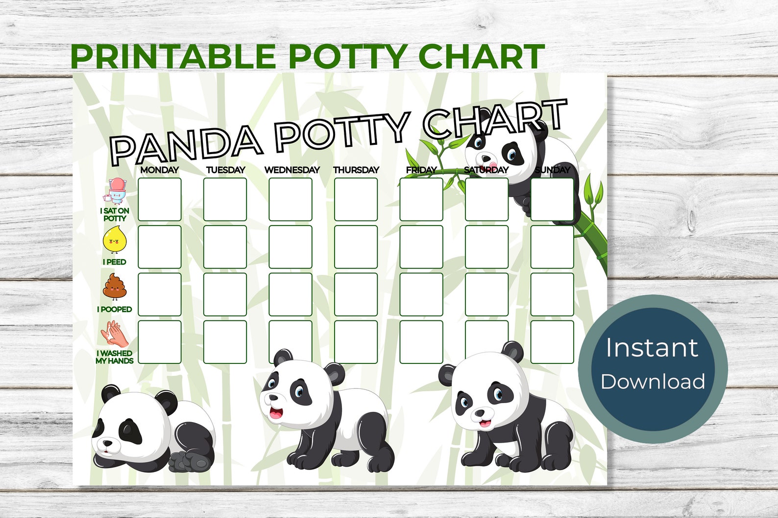 Panda Potty Training Chart Kumaneko Bear Printable Cute Fun Colors ...