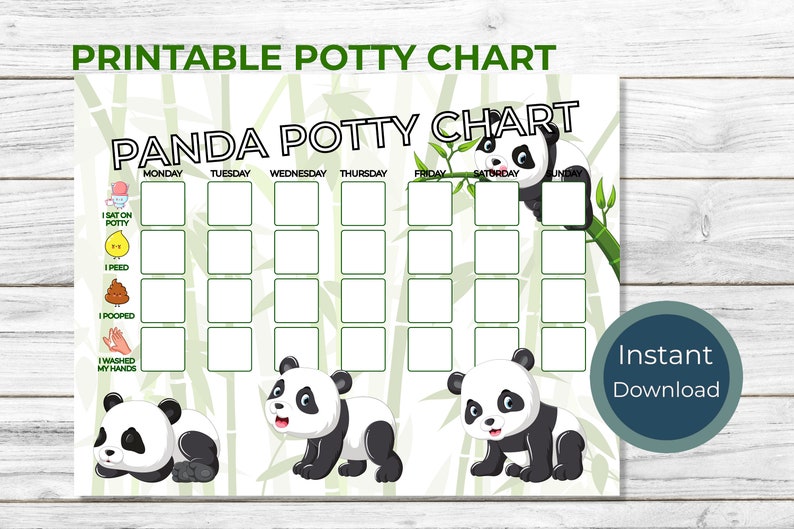 Panda Potty Training Chart Kumaneko Bear Printable Cute Fun Colors ...