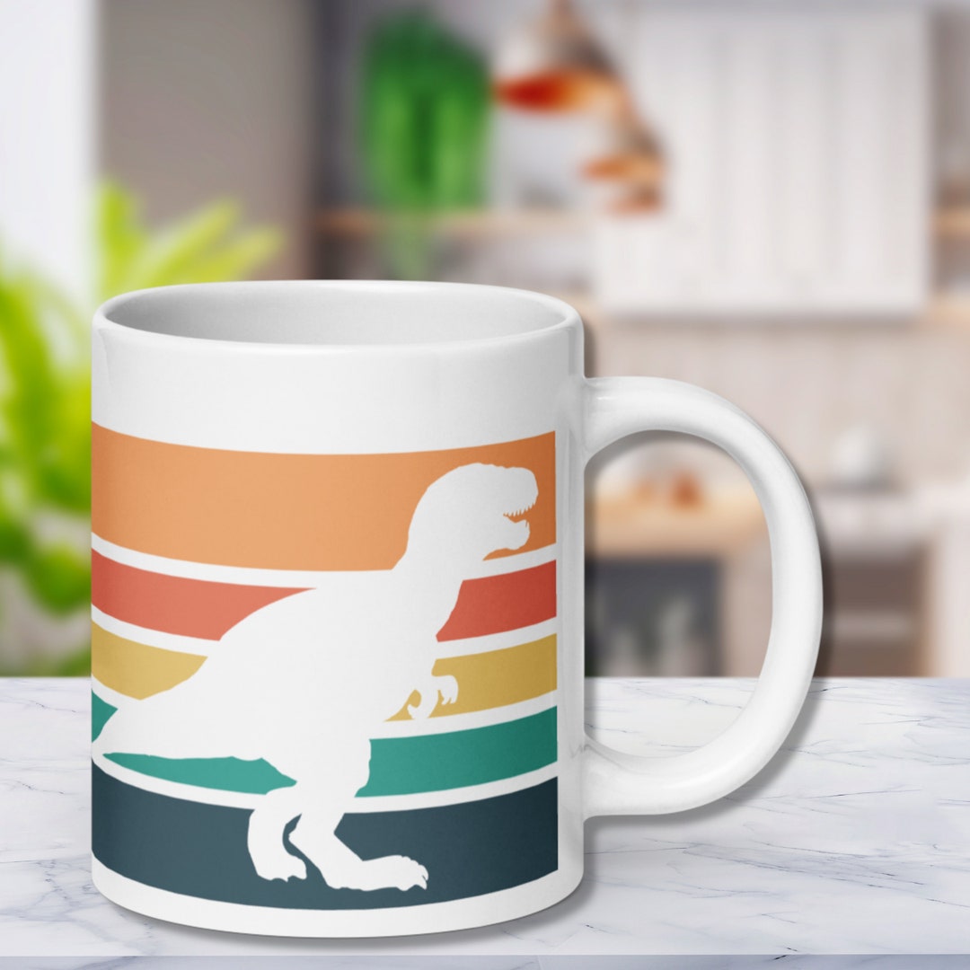 Retro T-rex Mug, Coffee Mug, Dad, Gift, Large, Cup, Coffee Lover ...