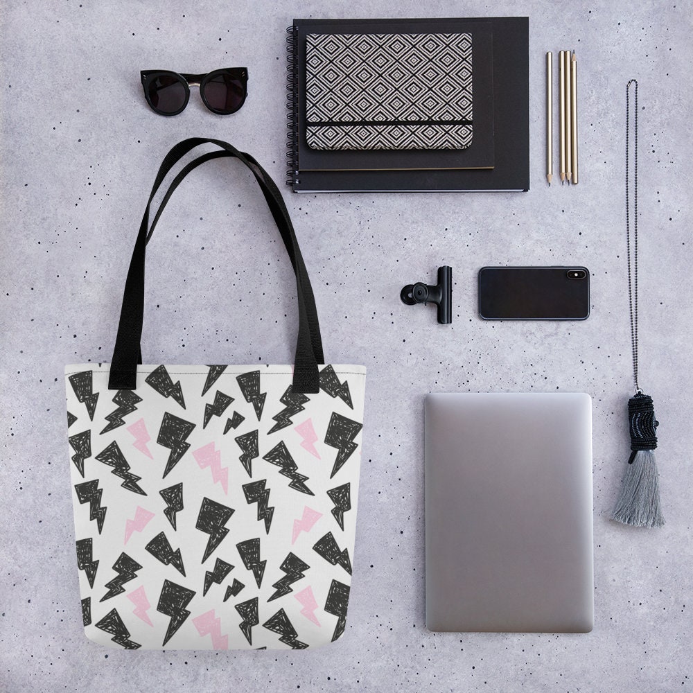 Lightning Bolt Tote Bag, Gift for Her, Mom, Spot, Funky, Poka, Fun ...