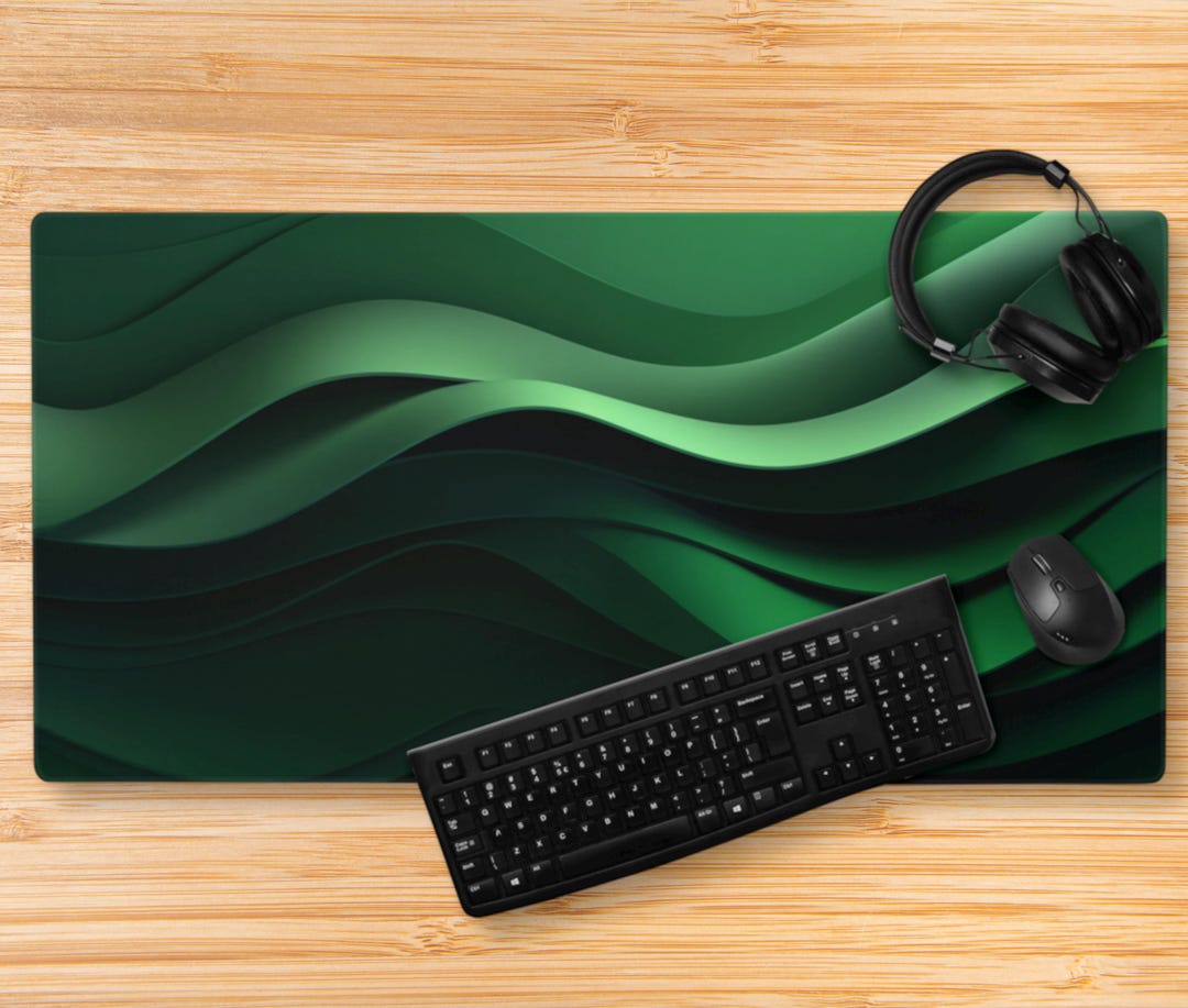 Topographical Desk Mat Green Black Lines Gift for Dad Mom Map ...