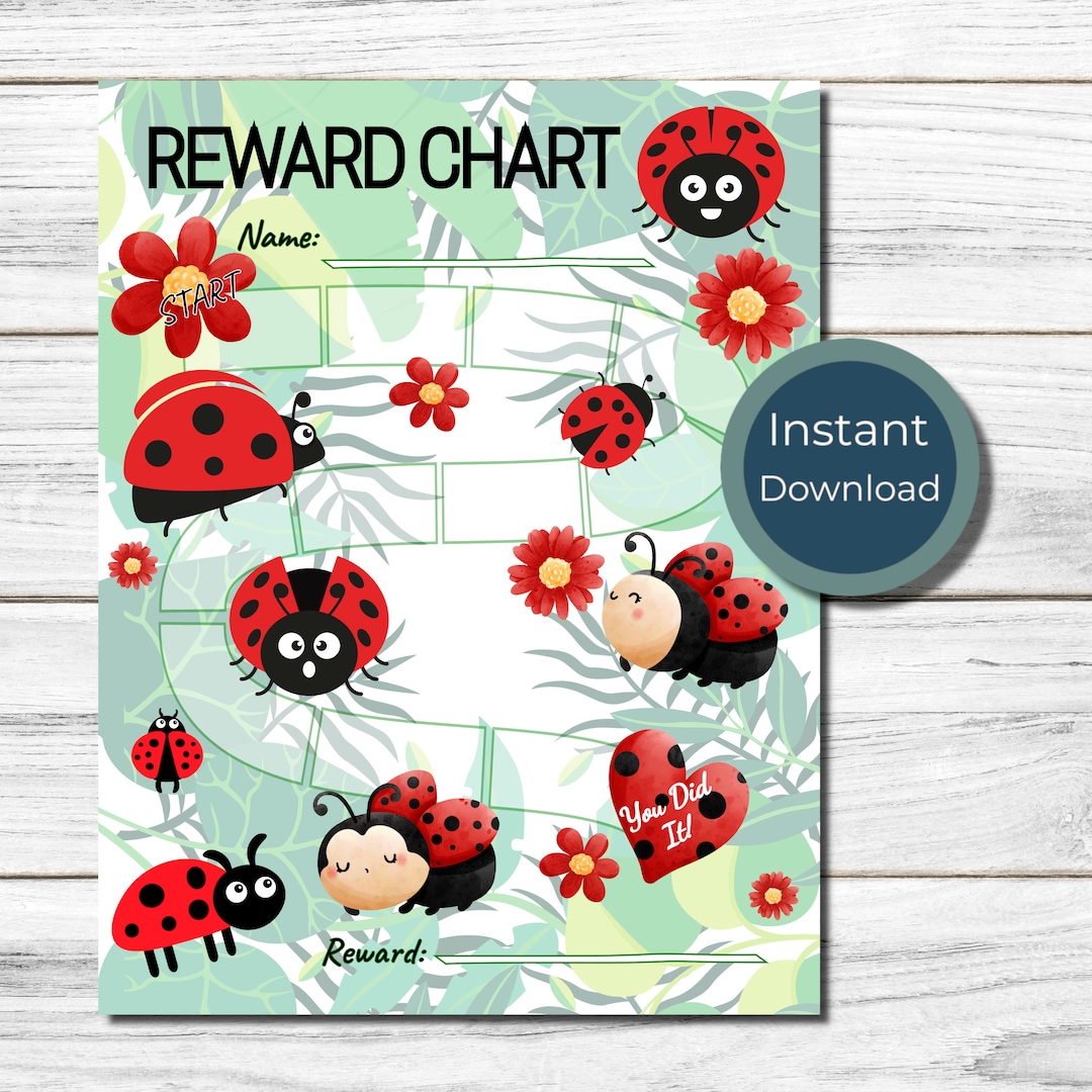 Ladybug Reward Chart Kids Tracker Chore Chart Encouragement Potty ...