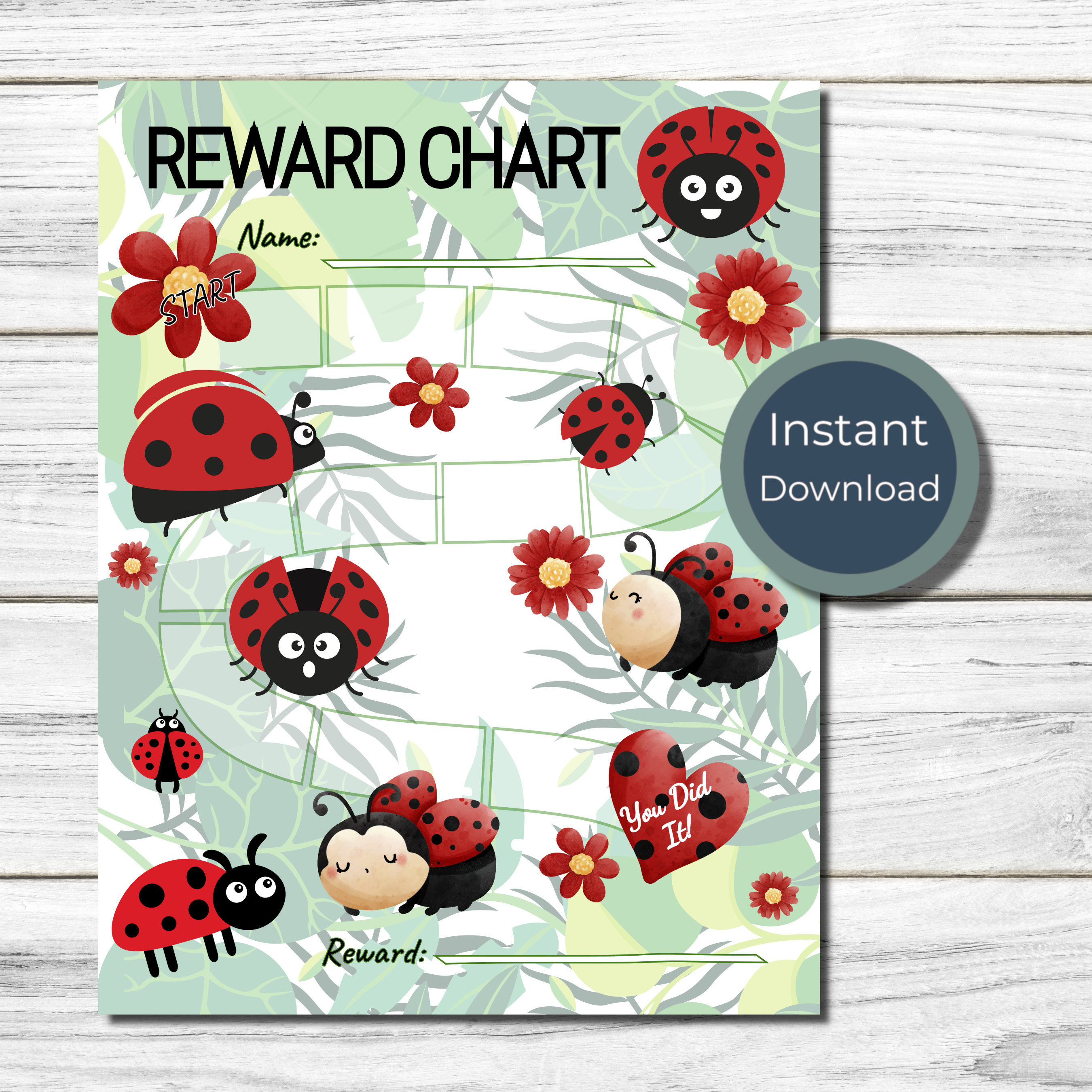Ladybug Reward Chart Kids Tracker Chore Chart Encouragement Potty ...