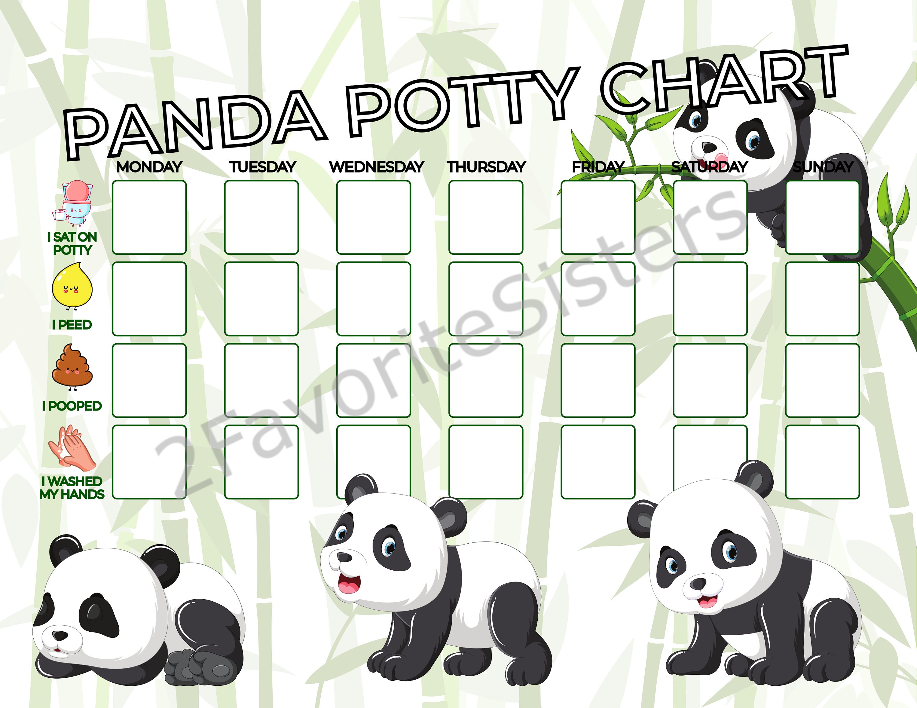 Panda Potty Training Chart Kumaneko Bear Printable Cute Fun Colors ...