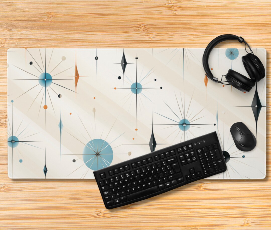 Atomic Design Desk Mat Mid Century 1940s 50s Design Diamond Gamer Mouse ...