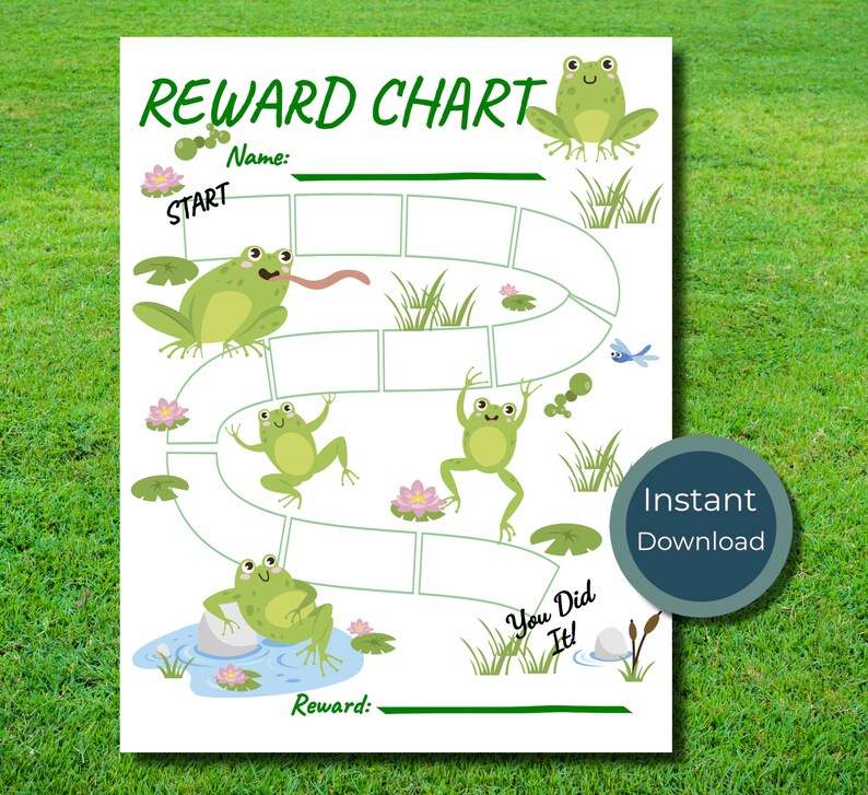 Frog Reward Chart, Kids, Girl, Tracker, Chores, Encouragement, Potty ...