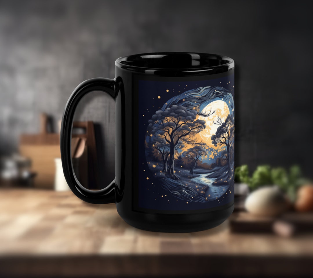 Night Moon Mug, Mystical Trees Mug, Moon Mug, Night Tree, Nature Lover ...