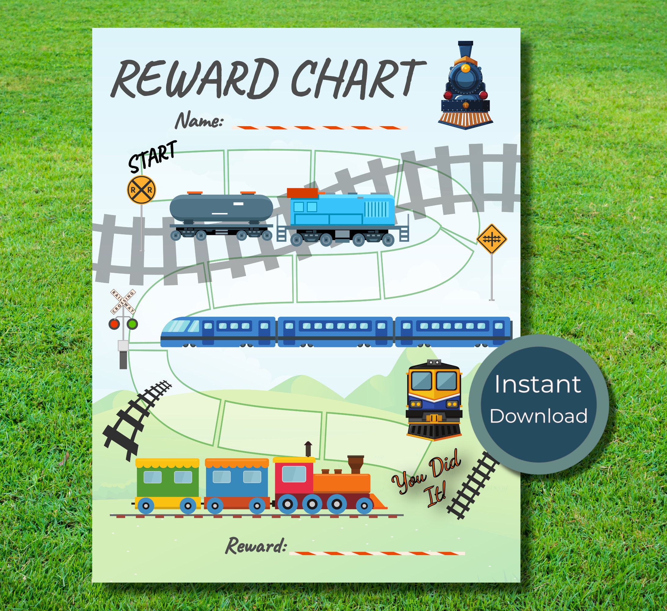 Train Reward Chart Kids Girl Boy Tracker Chore Encouragement Potty ...