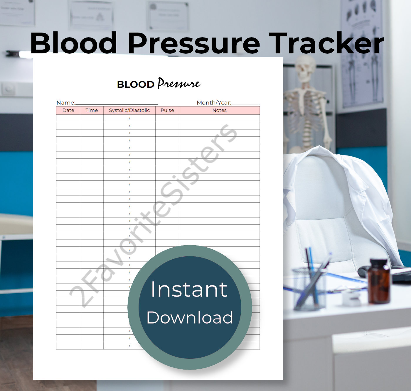 Blood Pressure Tracker, BP, Sheet, Log, Journal, Printable, Instant ...