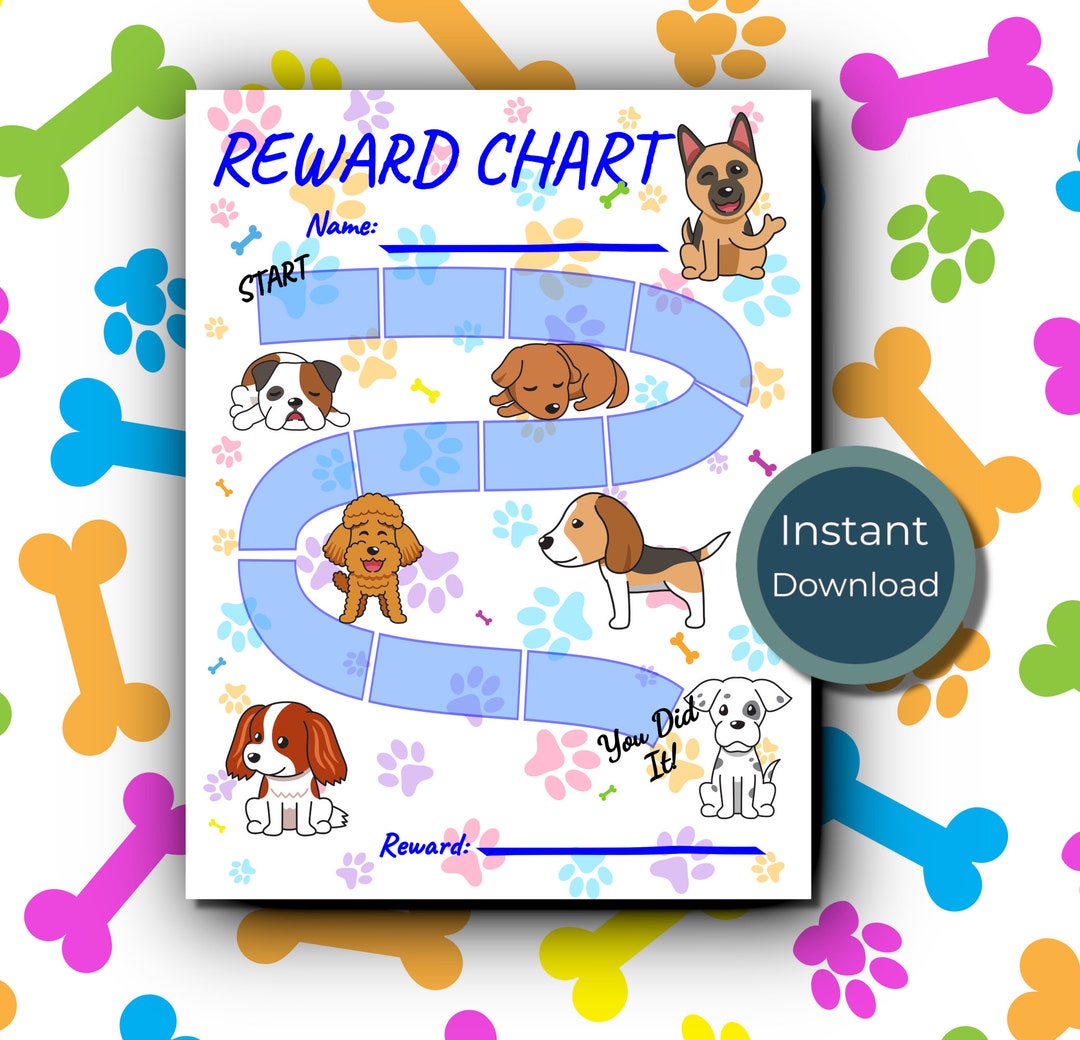Puppy Reward Chart Tracker Toddler Kids Girl Boy Chore Encouragement ...