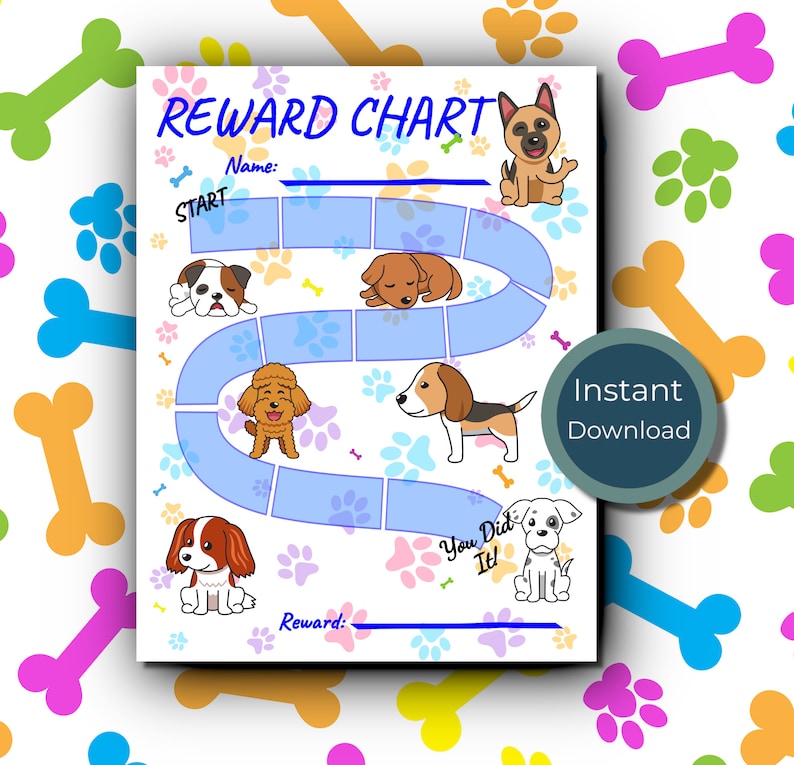Puppy Reward Chart Tracker Toddler Kids Girl Boy Chore Encouragement ...